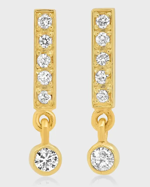 JENNIFER MEYER Diamond Bar Stud Drop Earrings - Gold