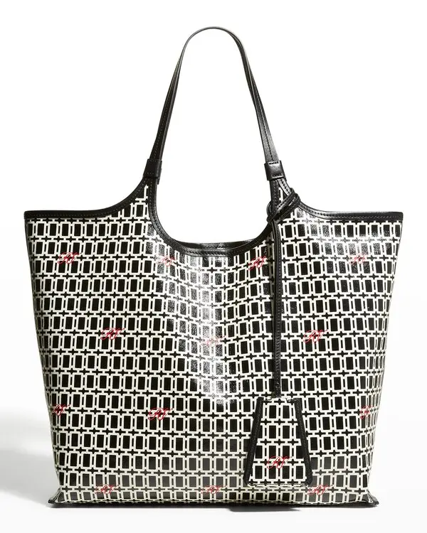 トートバッグ ROGER VIVIER GRAND VIVIER MEDIUM LEATHER TOTE BAG Roger Vivier Grand Vivier Printed Shopping Tote Bag - Black