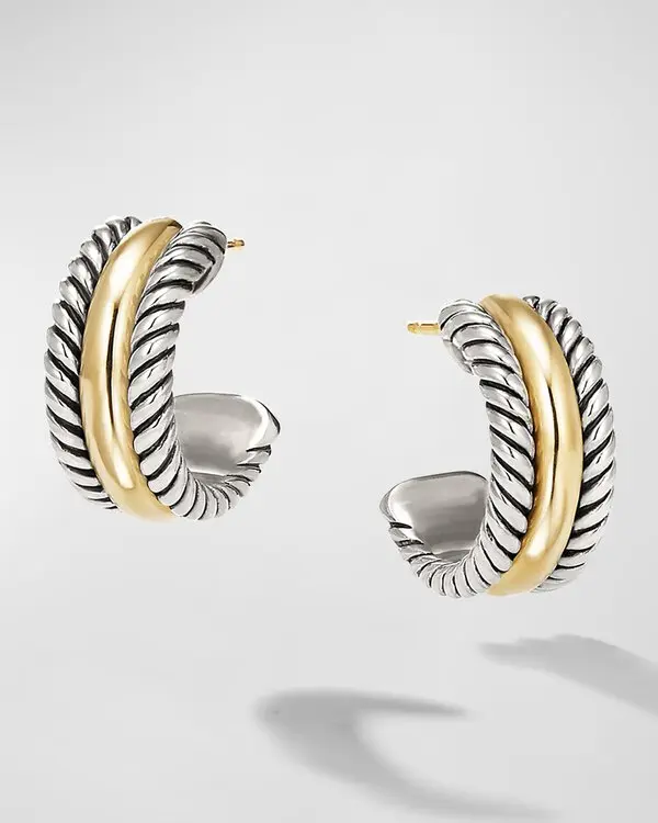 David Yurman Cable Collectibles Huggie Earrings - Silver & Gold