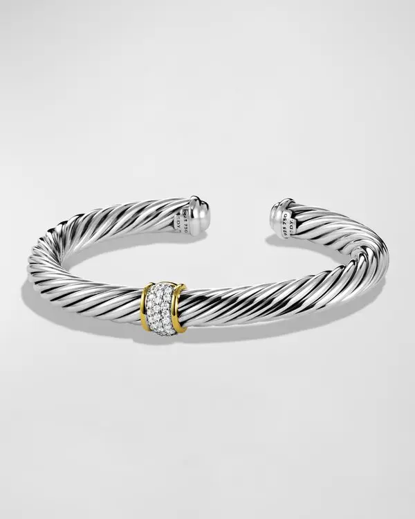 David Yurman Cable Classics Bracelet With Diamonds And Gold - Diamond