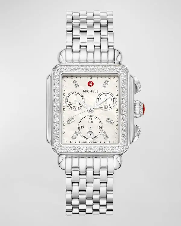 Michele Deco Diamond Bracelet Watch - Silver