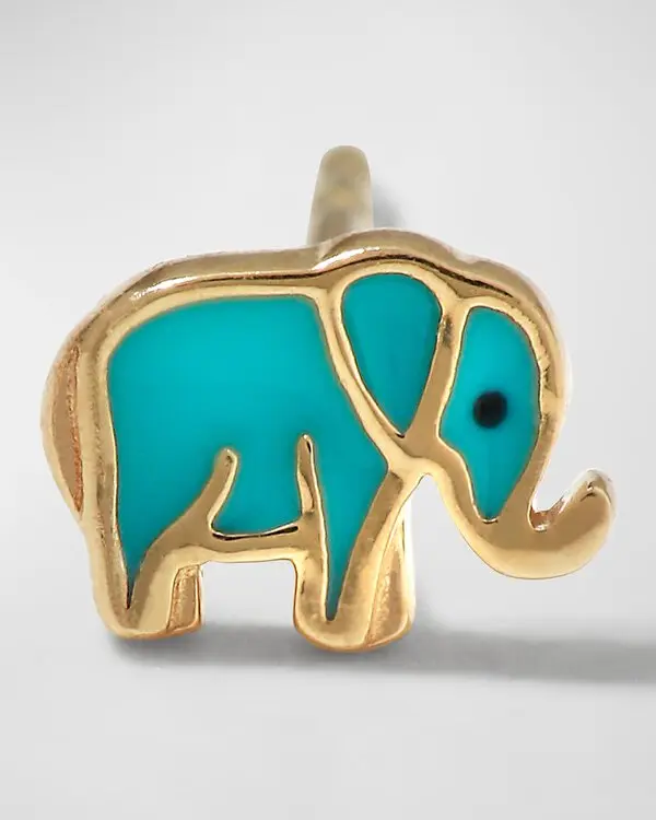 SYDNEY EVAN 14k Yellow Mini Elephant Enamel Stud Earring - One-color