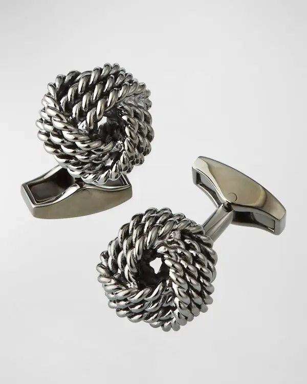 Tateossian Knot Round Cuff Links, Rhodium - Silver