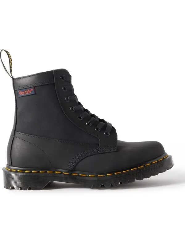 Dr. Martens 1460 Panel Leather And Ventile Boots In Black 