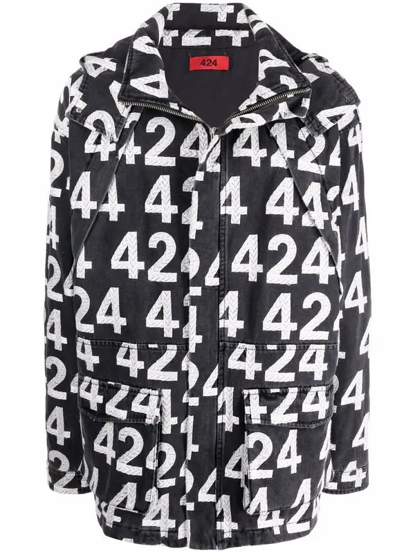 424 All-over Logo Print Jacket - Black