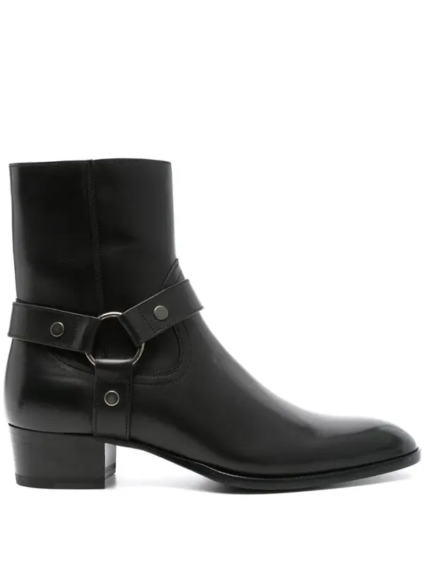 Saint Laurent 40mm Wyatt Harness Boots - Black