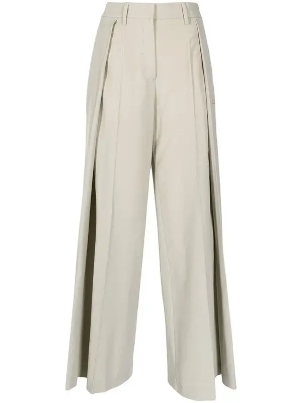 Off-White Panelled Wide Leg Trousers - Neutrals