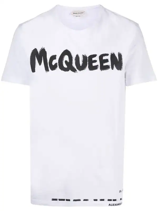 Alexander Mcqueen Graffiti Cotton T-Shirt In White - 39% Off