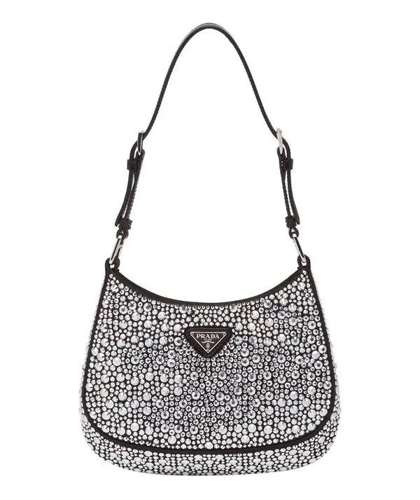 Prada Cleo Crystal-embellished Shoulder Bag - Metallic