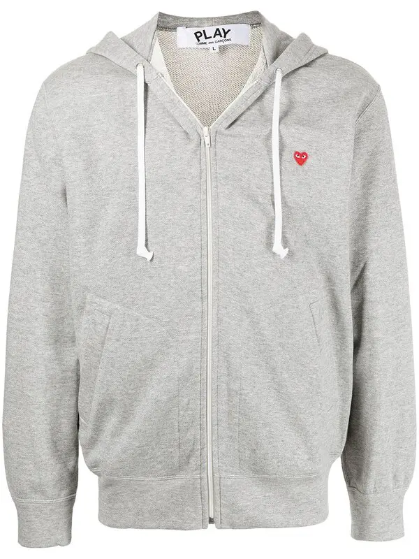 Play Comme Des Garcon Heart Patch Zip-up Hoodie