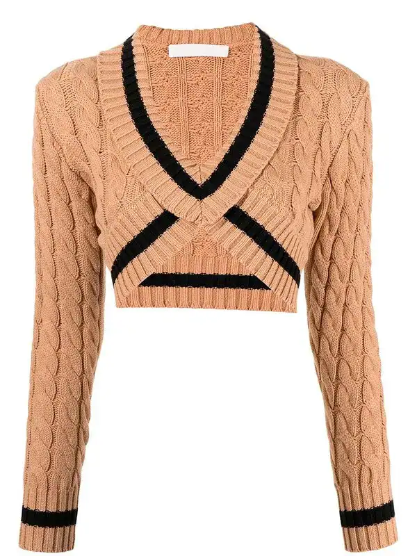 Dion Lee Cropped Cable-Knit Jumper In Brown 36% Off Editorialist