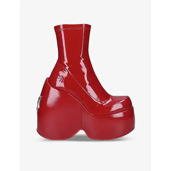 NAKEDWOLFE MAYHEM プラットフォームブーツ Naked Wolfe Mayhem Faux-Leather Platform Ankle Boots - Red