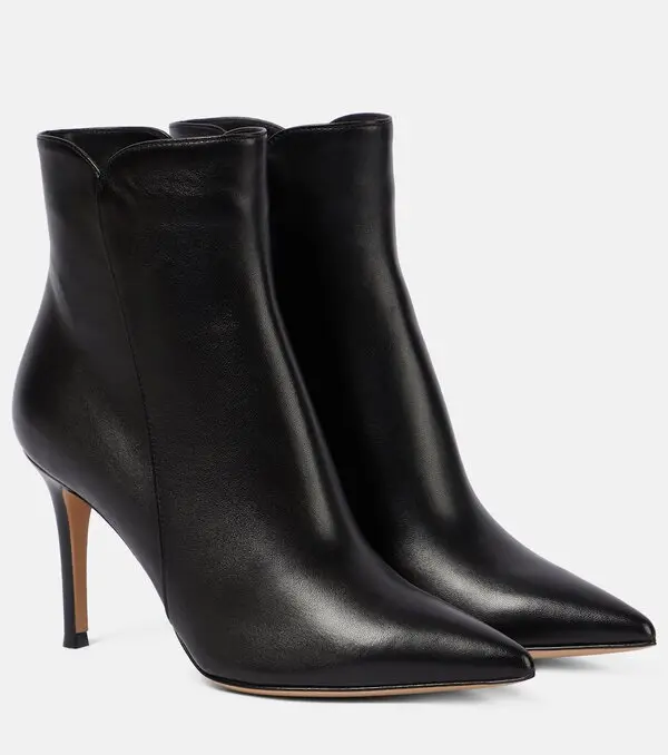 GIANVITO ROSSI Levy 85 Leather Ankle Boots - Black