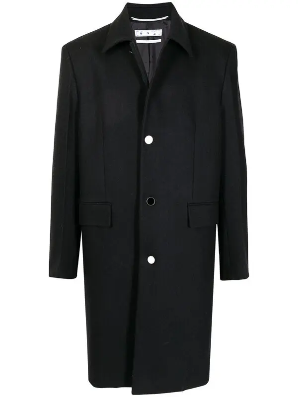 Off-White Single-breasted Wool-blend Coat