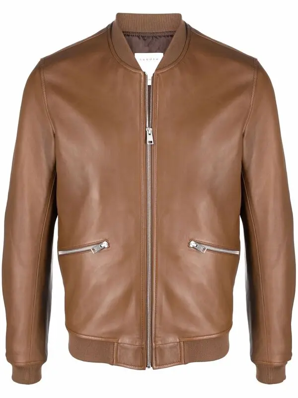 Sandro Monaco Leather Jacket In Brown - 60% Off | Editorialist