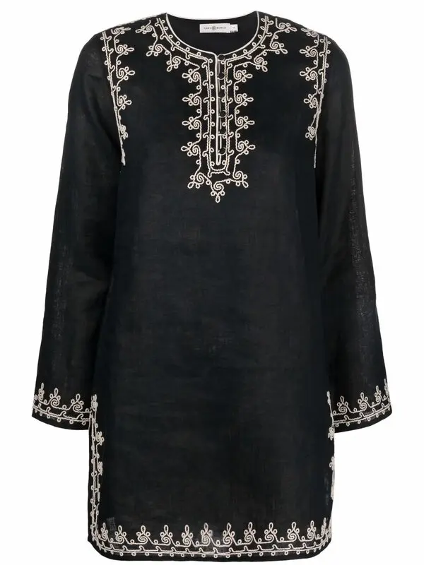 tory burch embroidered tunic dress Halter Neck Embroidered Crepe Midi Dress – Georges Hobeika main image 0