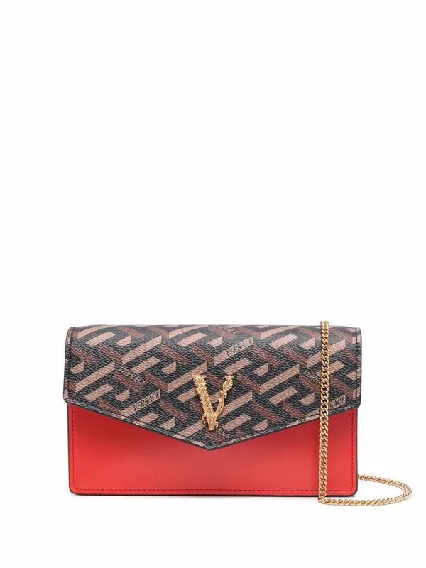 Versace Virtus La Greca Mini Clutch Bag - Red | Editorialist