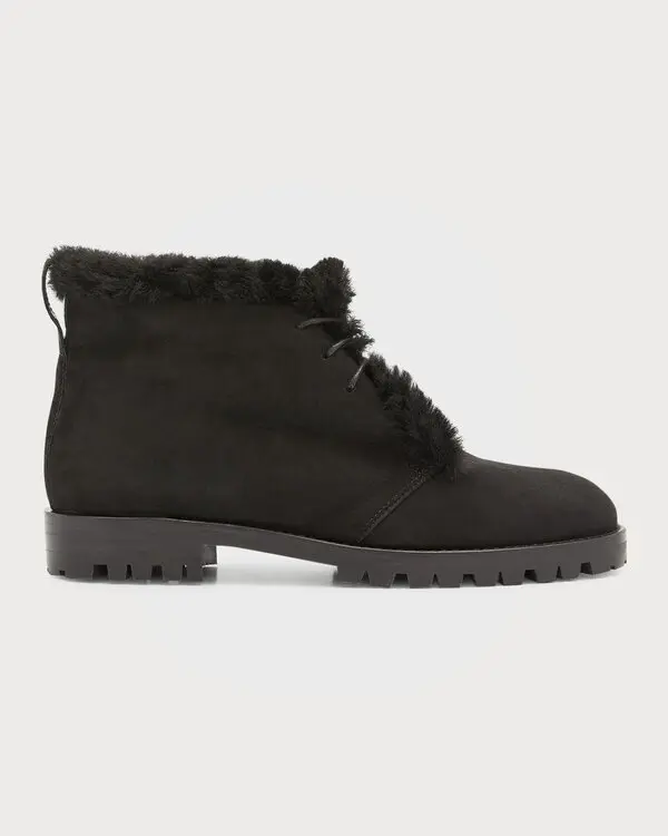 Manolo Blahnik Mircus Suede Shearling Booties