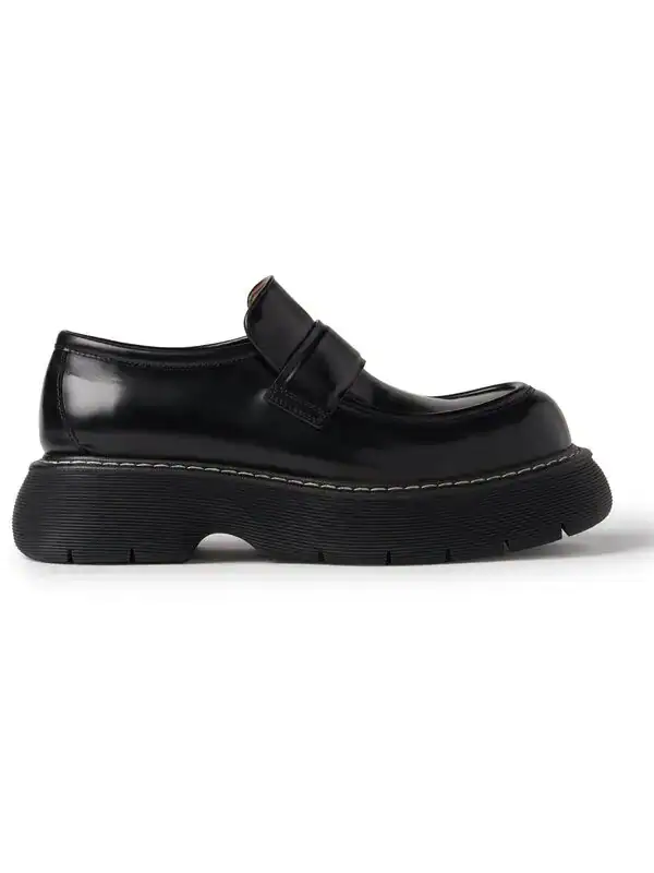 Bottega Veneta The Bounce Polished-Leather Loafers Black