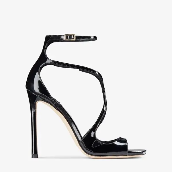 JIMMY CHOO Azia 110 Patent Leather Sandals - Black