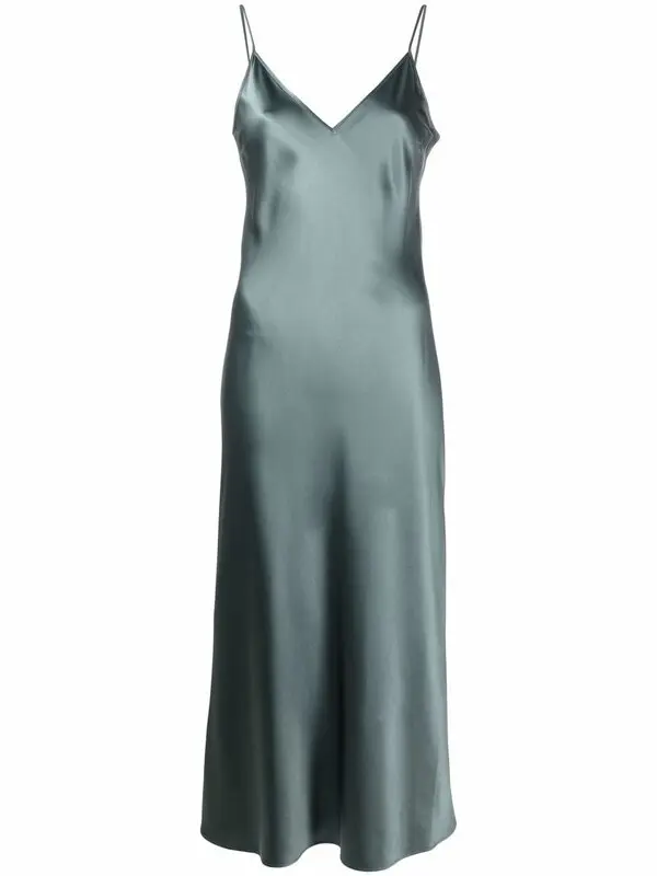 Joseph Clea V-Neck Long Slip Dress In Green - 20% Off | Editorialist