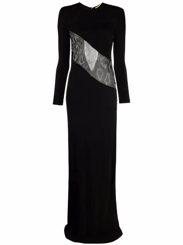 womens embroidered dress Embroidered Panel Gown with Chiffon Overskirt – Gattinolli by Marwan