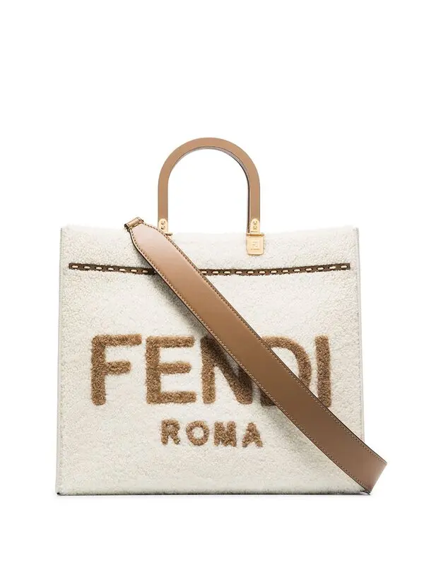 トートバッグ OPENING SUNSHINE Striped shearling tote bag ivory Striped shearling tote bag_Ivory_OPENING SUNSHINE - 코오롱몰