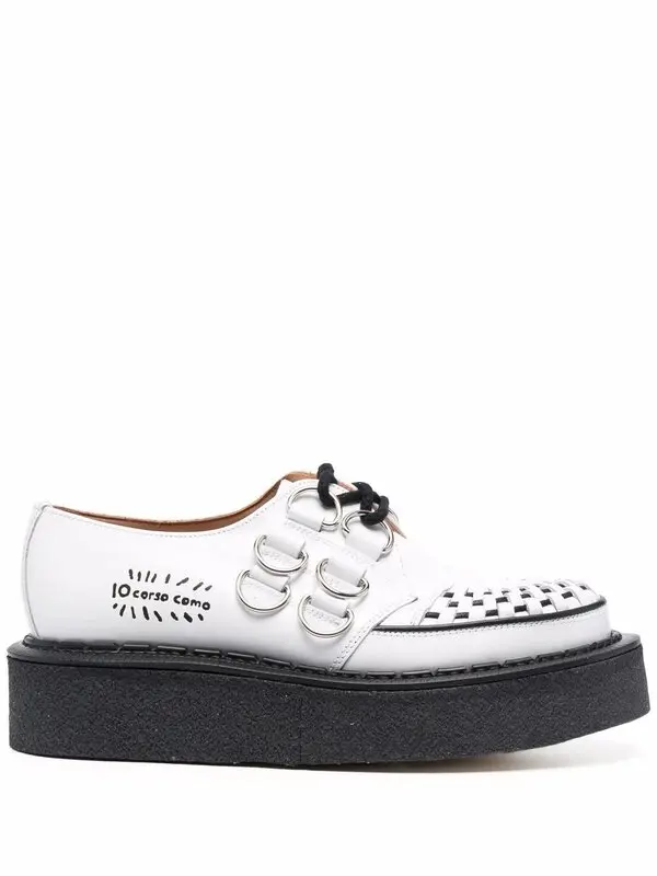 GEORGE COX X 10 Corso Como D-ring Embellished Creepers - White