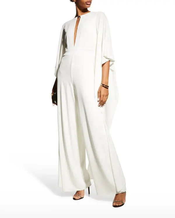 Halston Brea Open-Back Draped Jumpsuit In Pristine 51% Off