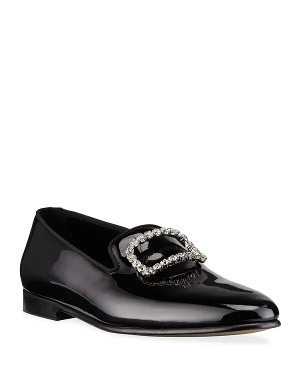 Manolo Blahnik Beau Brummell Mariocc Crystal Buckle Slippers
