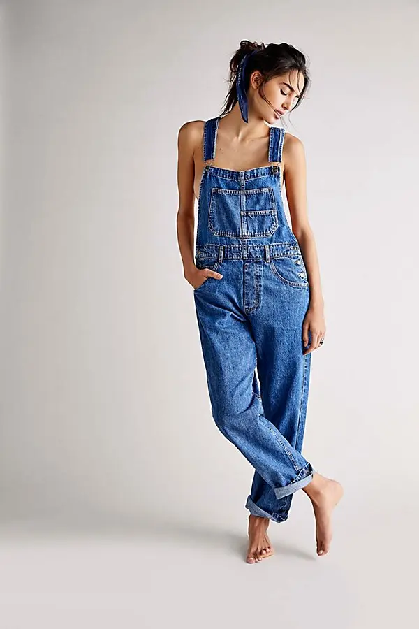 Free People We The Free Ziggy Denim Overalls - Sapphire Blue