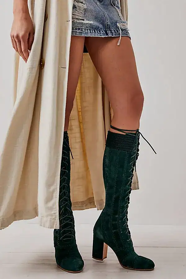 Silent D Blaire Lace-Up Boots - Forest Green | Editorialist