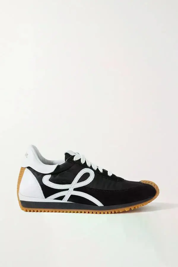 Loewe Flow Logo-appliquéd Leather Sneakers - Black