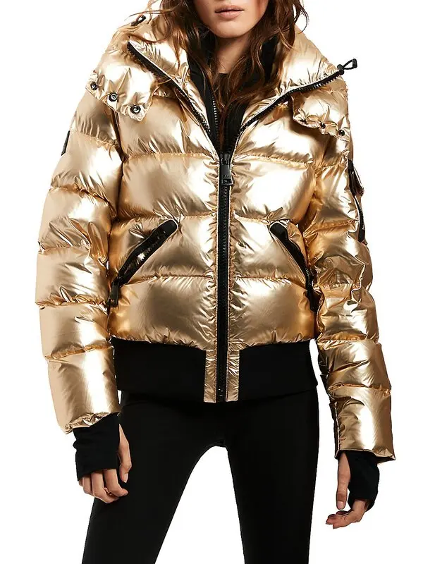 Buy Sam. Bungalow Cropped Puffer Jacket - Caviar At 70% Off | Editorialist
