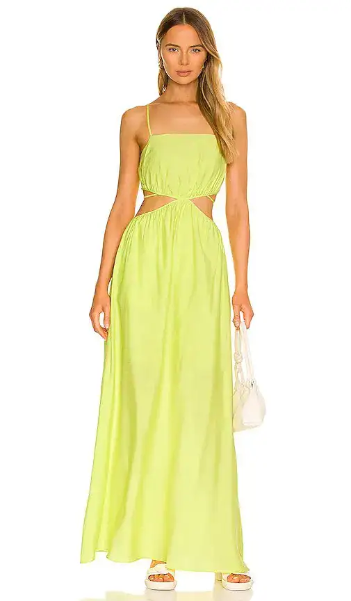 Simkhai Amora Maxi Dress In Green In Lime - 30% Off | Editorialist