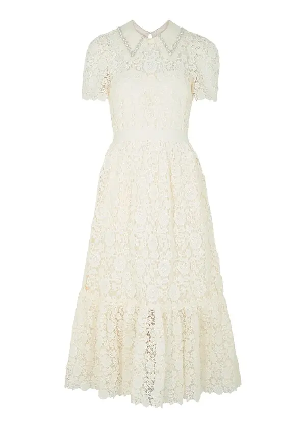 self portrait cream floral guipure midi dress Self-Portrait | Dresses | Self Portrait Cream Floral Guipure Midi Dress
