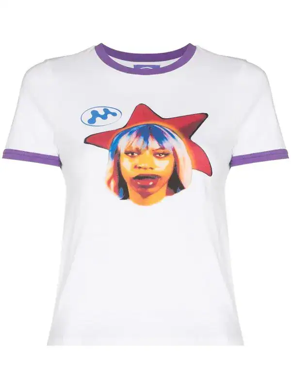 Mowalola Mowa Graphic-Print T-Hirt In White - 40% Off | Editorialist