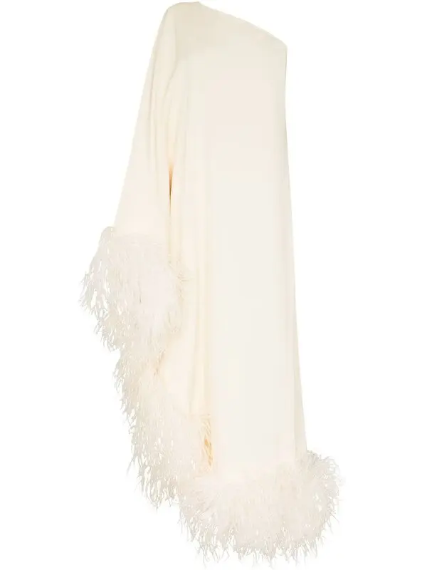 TALLER MARMO Ubud Feather-trim Gown - Neutrals