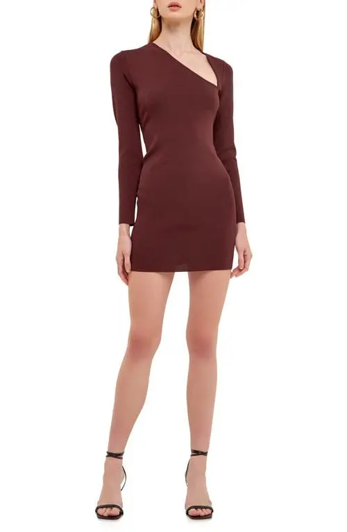 Endless Rose Cutout Long Sleeve Minidress - Brown