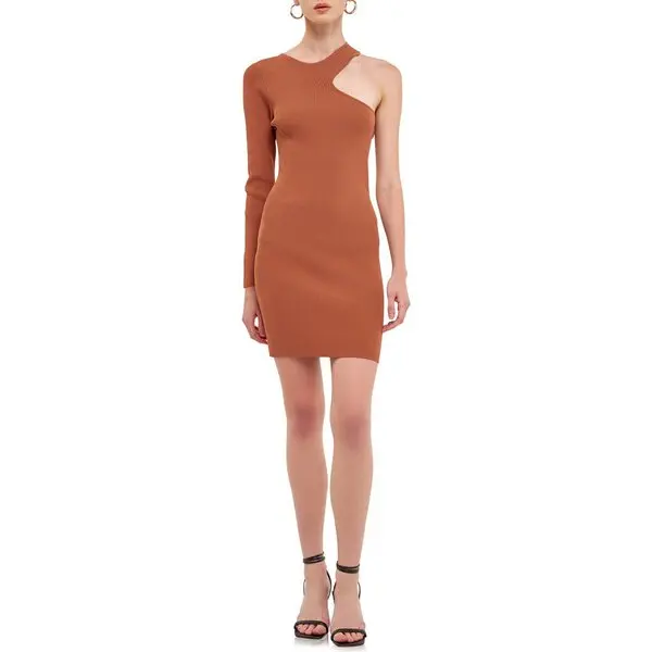 Endless Rose Cutout One Shoulder Minidress - Tan