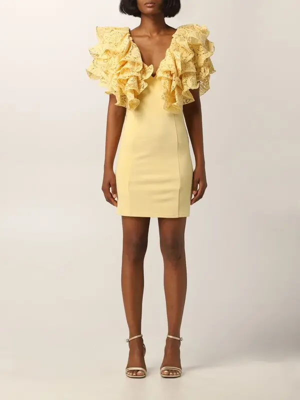 rotate gold dress Rotate By Birger Christensen Chiffon Halter Maxi Dress