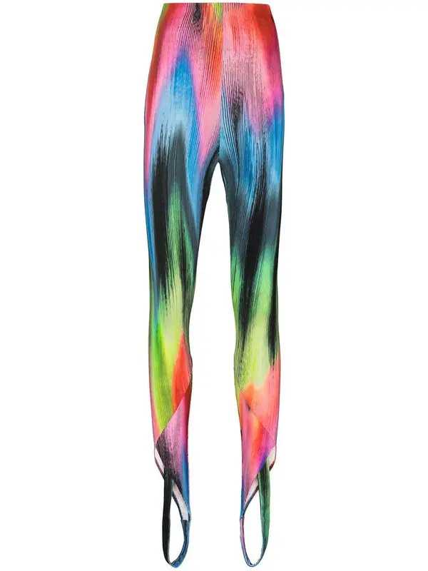 Attico Jamie Abstract-print Leggings - Blue