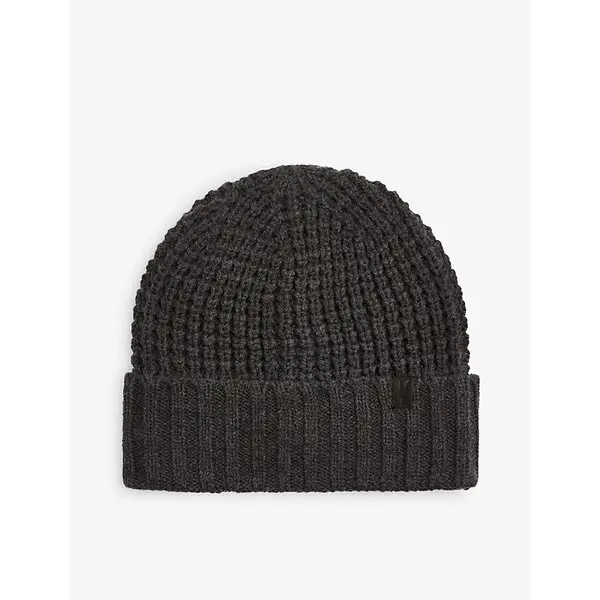 All Saints Nevada Ribbed Beanie Hat 1 - Charcoal | Editorialist