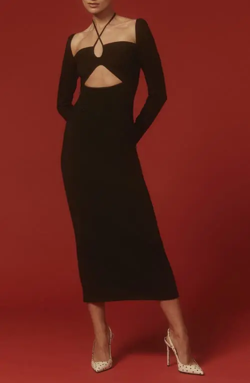 Reformation Alexei Long Sleeve Cutout Tencel Lyocell Blend Dress In Black  - 40% Off | Editorialist