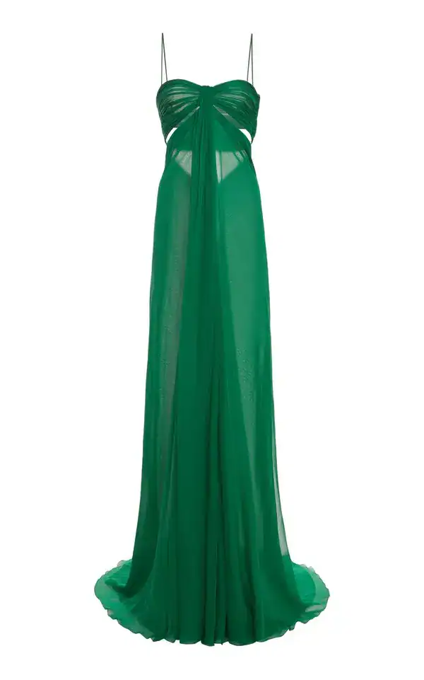 green emerald velvet dress Emerald Isle Green 90s Style Silk Slip Dress main image 1