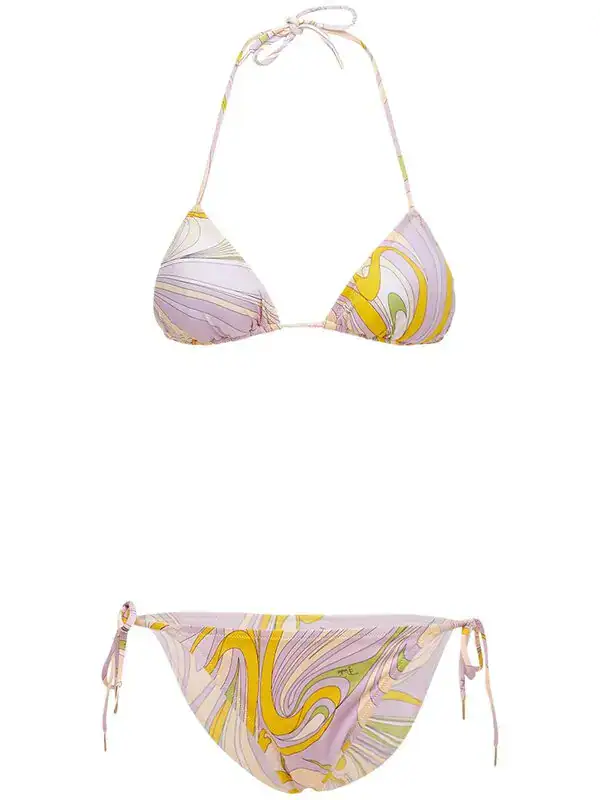 Emilio Pucci Printed Triangle Bikini In Lilac,Yellow - 40% Off 