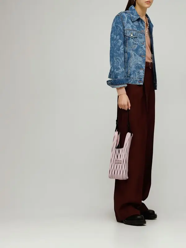 Lastframe Small Two-Tone Mesh Market Bag In Lightpink,Black - 50 