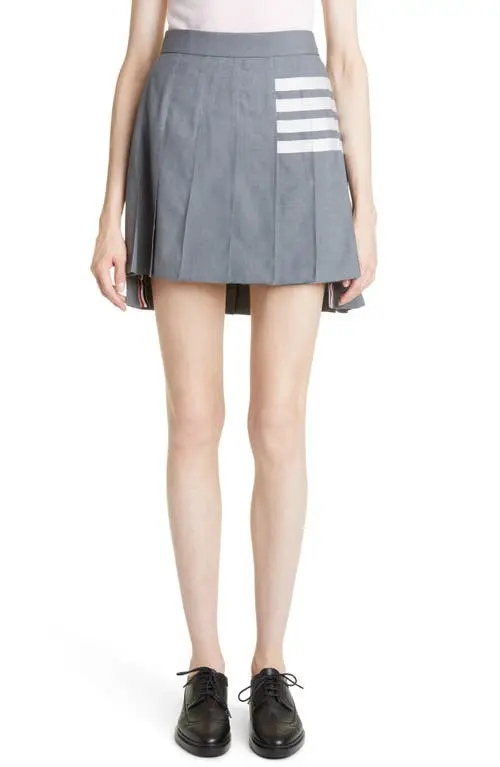 Thom Browne Drop Back Pleated Miniskirt - Medium Grey