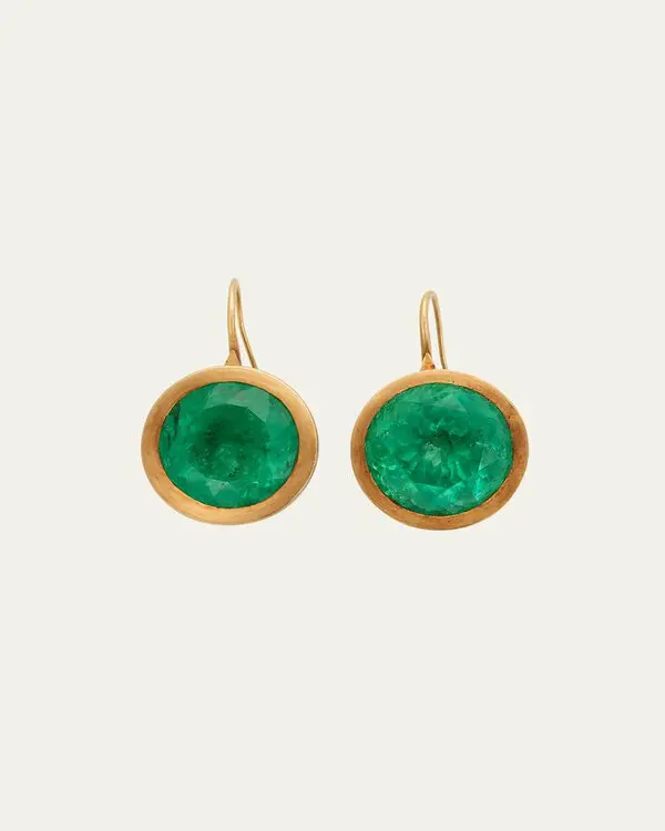 Judy Geib Giant Round Emerald Earrings