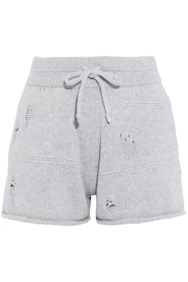 Helmut Lang Distressed Wool-blend Shorts